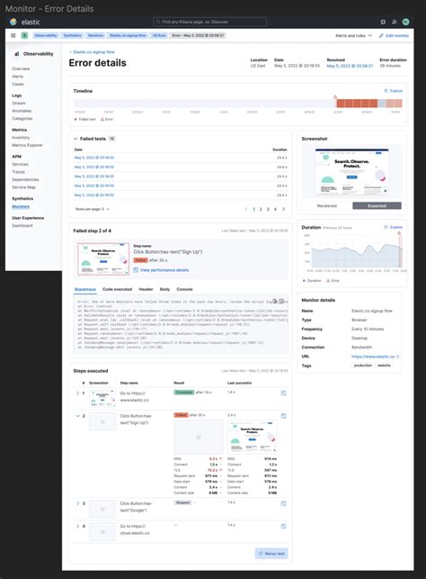 [synthetics] monitor error details page · issue 148377 · elastic