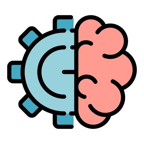 Premium Vector Gear Ai Brain Icon Outline Gear Ai Brain Vector Icon Color Flat Isolated