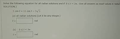 Solved Solve The Following Equation For All Radian Solutions Chegg Com