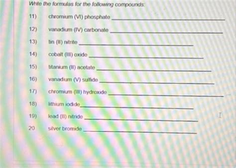 Write The Formulas For The Following StudyX