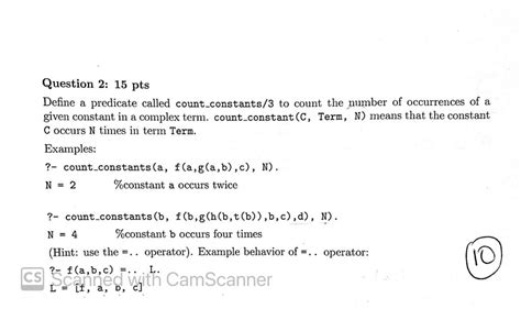 Question 2 15 Pts Define A Predicate Called