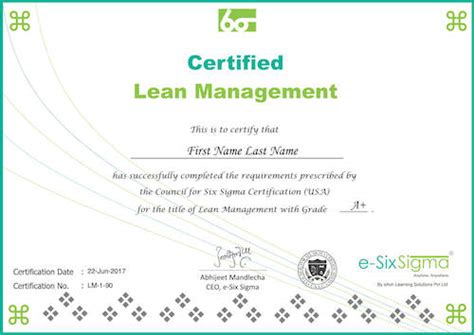 Lean Management Training And Certification Course
