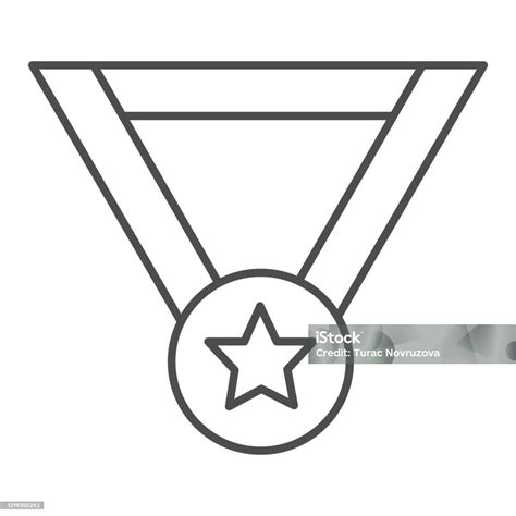 보상 얇은 라인 아이콘 흰색에 고립 된 중앙 그림에 스타와 상 메달 우승자 목걸이 메달 윤곽 스타일 디자인 웹 및 응용