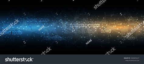 Bytes Binary Code Run Through Network Stock Vector Royalty Free