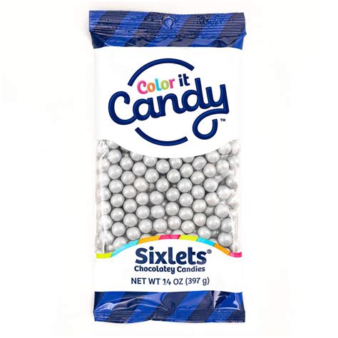 Color It Candy Shimmer Silver Sixlets 14 Oz Peg Bag Perfect For Table