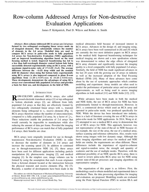 Pdf Rowcolumn Addressed Arrays For Nondestructive Evaluation Applications