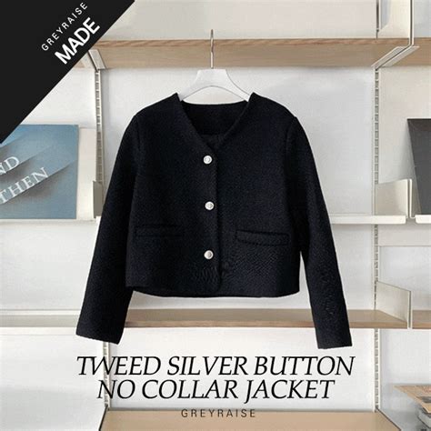 ~3xl하객룩 모던트위드은장노카라자켓 고퀄 Made빅사이즈모직스탠다드브이넥실버버튼포켓클래식출근룩올드머니룩겨울봄가을jk 에이블리