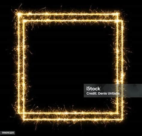 스파클러 더블 프레임 반짝이는 스퀘어 더블 프레임이 스파클러로 제작되었습니다 검은 색 배경에 격리 스파크에 대한 스톡 벡터 아트 및 기타 이미지 Istock