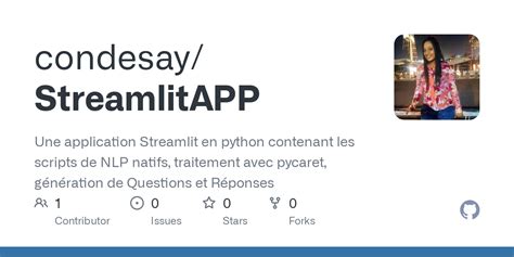 github condesay streamlitapp une application streamlit en python contenant les scripts de nlp