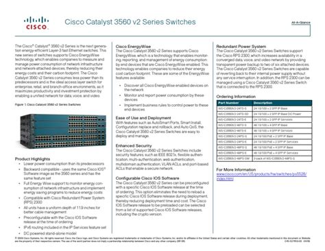 Catalyst 3560 Series Pdf Network Switch Cisco Systems