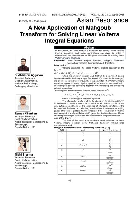 Pdf A New Application Of Mahgoub Transform For Solving Linear Volterra Integral Equations