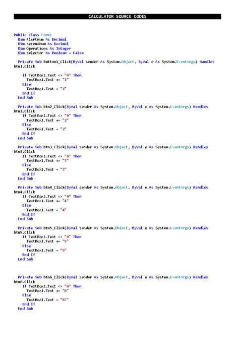 Calcu Code Fine And Arts And Business Calculator Source Codes Public Class Form Dim Fisrtnum