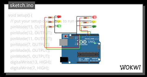 Lampu Merah 2 Jalur Wokwi Esp32 Stm32 Arduino Simulator