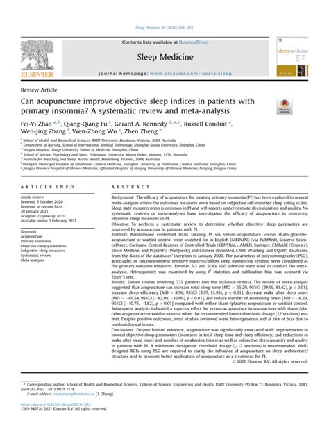 Can Acupuncture Improve Objective Sleep Indices In Patients With