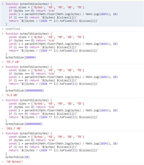 Javascript Byte 를 Bytes Kb Mb Gb Tb 로 변환하기