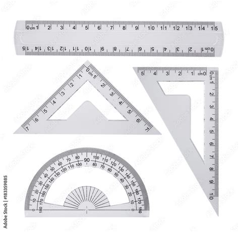 Plastic Ruler Protractor Triangle Isolated On White Background Stock Photo Adobe Stock