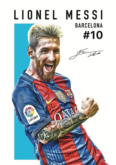 Leo Messi Barcelona Portrait 2024 Artwork T Idea Printed Autograph