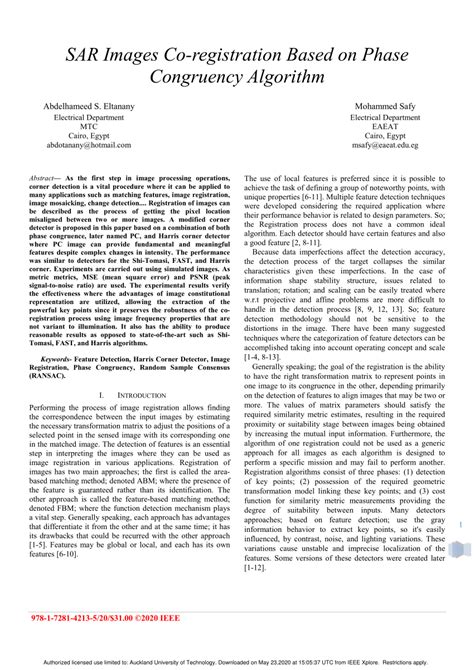 Pdf Sar Images Co Registration Based On Phase Congruency Algorithm