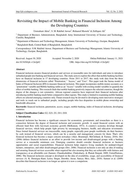 Pdf Revisiting The Impact Of Mobile Banking In Financial Inclusion