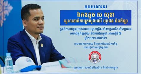 ឯកឧត្តម ស សុខា ទទួលបានការគាំទ្រដឹកនាំជាប្រធានសហព័ន្ធប៉េតង់កម្ពុជា អាណត្តិថ្មី ទី៧ ឆ្នាំ២០២១ ២០២៥