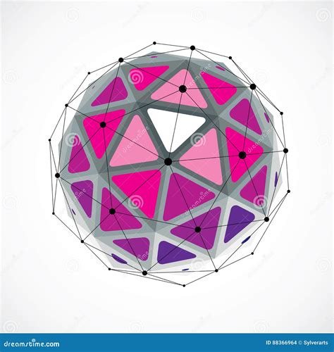 3d Vector Digital Wireframe Spherical Object Made Using Triangular Facets Geometric Polygonal