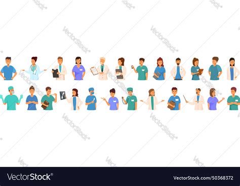 Medic Student Icons Set Cartoon Hospital Vector Image