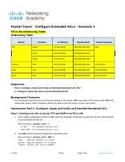 Instructions And Answer Sheet Configure Extended IPv ACLs Scenario Docx