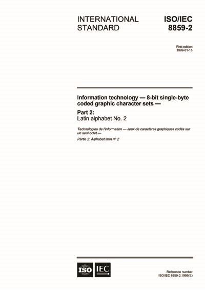 iso iec 8859 2 1999 information technology 8 bit single byte coded graphic character sets