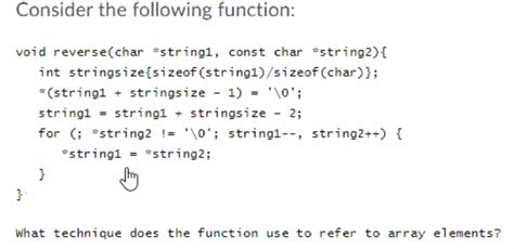 Solved Consider The Following Function Void Reversechar
