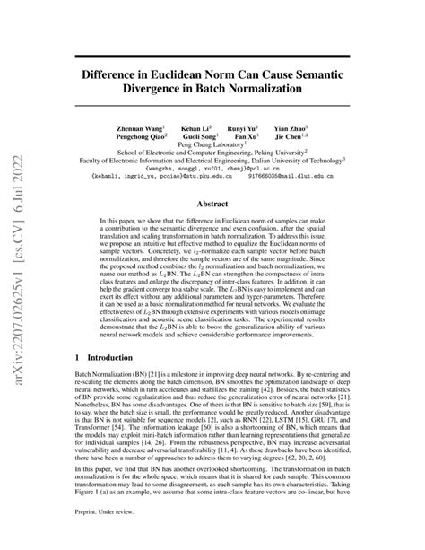 Difference In Euclidean Norm Can Cause Semantic Divergence In Batch Normalization Deepai