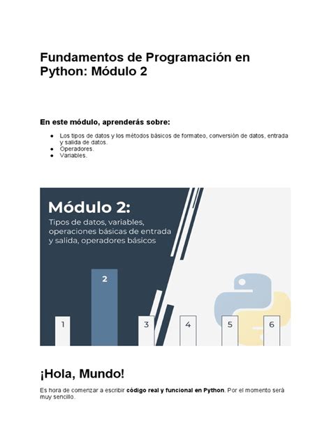 fundamentos de programación en python módulo 2 pdf python