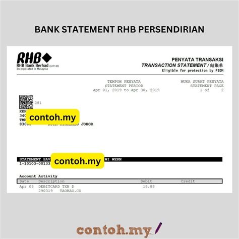 Contoh Bank Statement Rhb Bank Dan Cara Download Online
