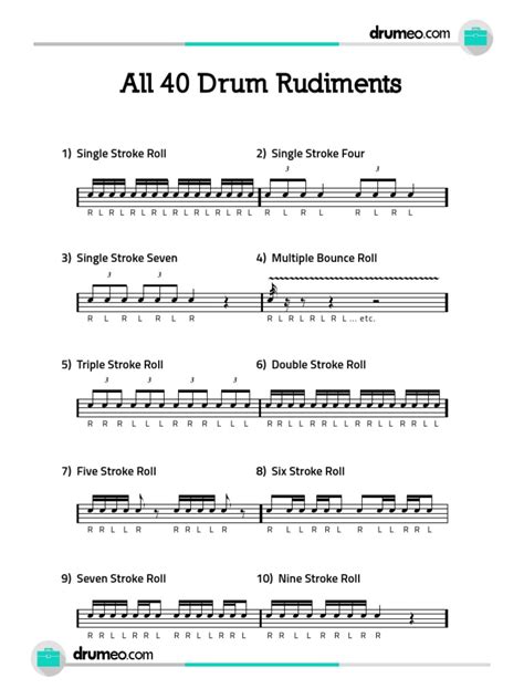All 40 Drum Rudiments Pdf Music Theory Musical Techniques