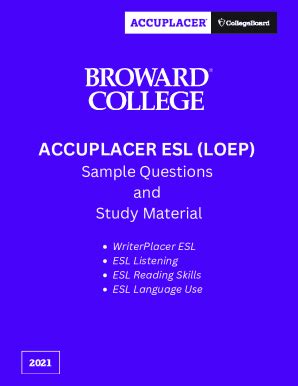 Fillable Online Accuplacer ESL Sample QuestionsEnglish As A Second Fax Email Print PdfFiller