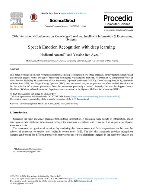PDF Speech Emotion Recognition With Deep Learning