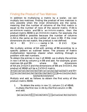 Solved Use The Appropriate Identity Matrix To Find The Sum Of Ans