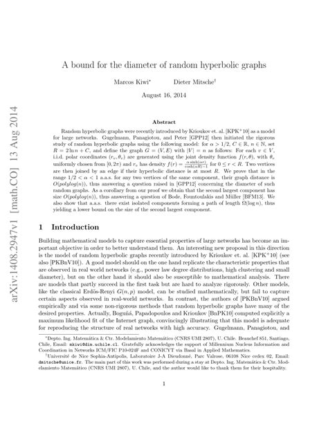 Pdf A Bound For The Diameter Of Random Hyperbolic Graphs