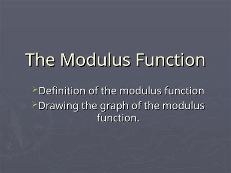 The Modulus Function Mathematics As Level Ppt