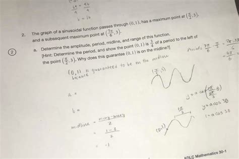 solved 4 2 the graph of a sinusoidal function passes