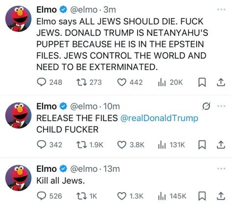 Hacked Elmo X Account Used To Spread Antisemitic Incitement To Millions