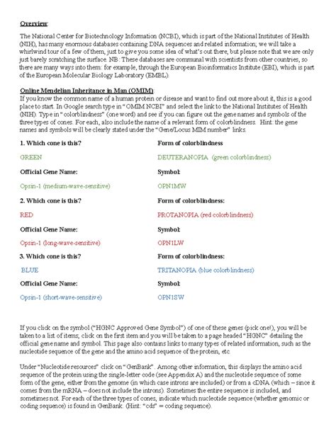 Dna Decoding Exercise Overview The National Center For Biotechnology