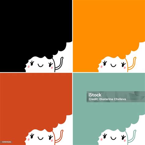 만화 스타일에 헤더 이름 연설 Qoute 문구 손으로 그려진 벡터 일러스트에 대 한 다른 색깔 머리 빈 공간을 가진 귀여운 소녀 개념에 대한 스톡 벡터 아트 및 기타 이미지