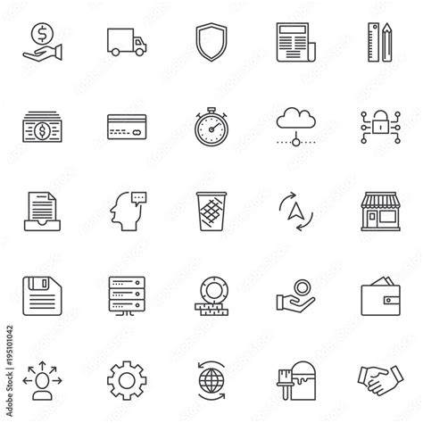Business Communication Outline Icons Set Linear Style Symbols Collection Line Signs Pack
