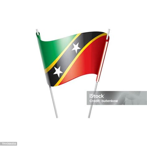 세인트 키츠 네비스 국기 흰색 바탕에 벡터 일러스트 레이 션 국가 관광명소에 대한 스톡 벡터 아트 및 기타 이미지 국가 관광