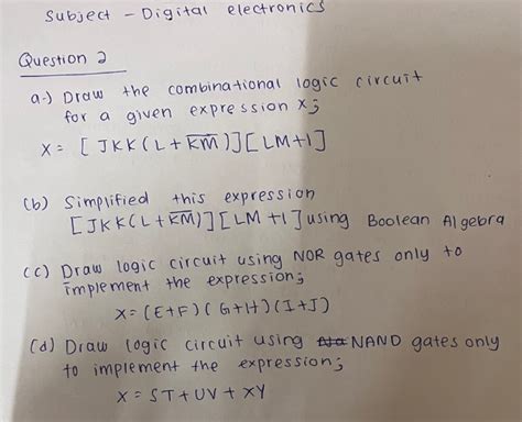 Solved HelpSubject Digital ElectronicsQuestion A Draw Chegg Com