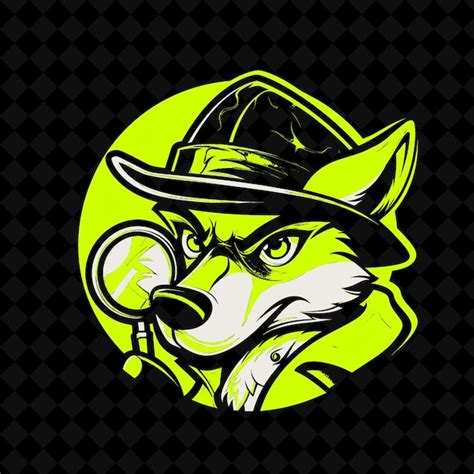 Premium Psd Png Cunning Wolf With A Detectives Hat And Magnifying