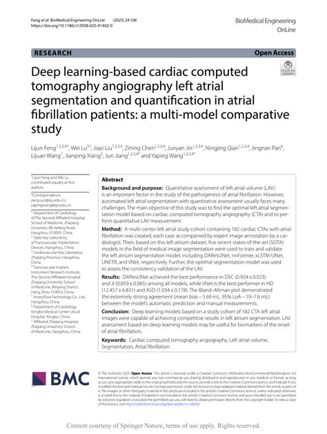 Pdf Deep Learning Based Cardiac Computed Tomography Angiography Left Atrial Segmentation And