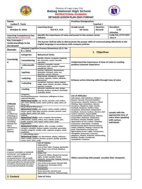 Sample Dlp Pdf Learning Teachers