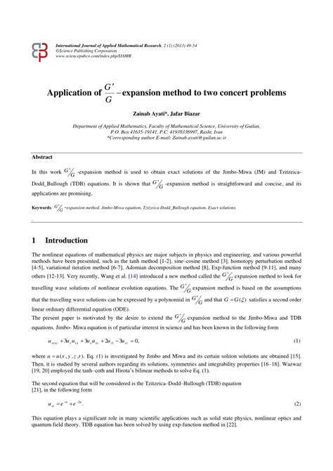 Pdf Application Of Gg Expansion Method To Two Concert Problems