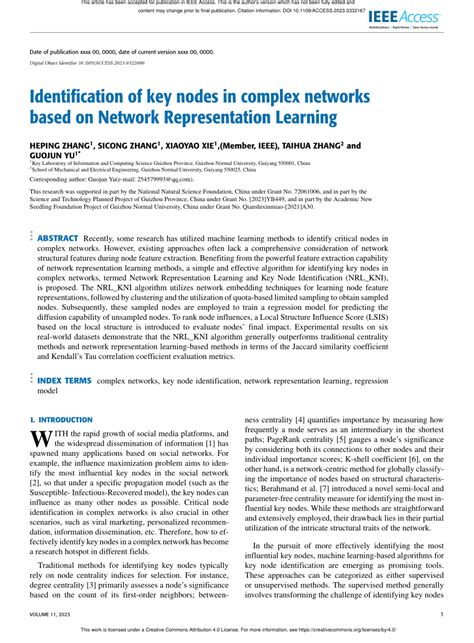 pdf identification of key nodes in complex networks based on network representation learning